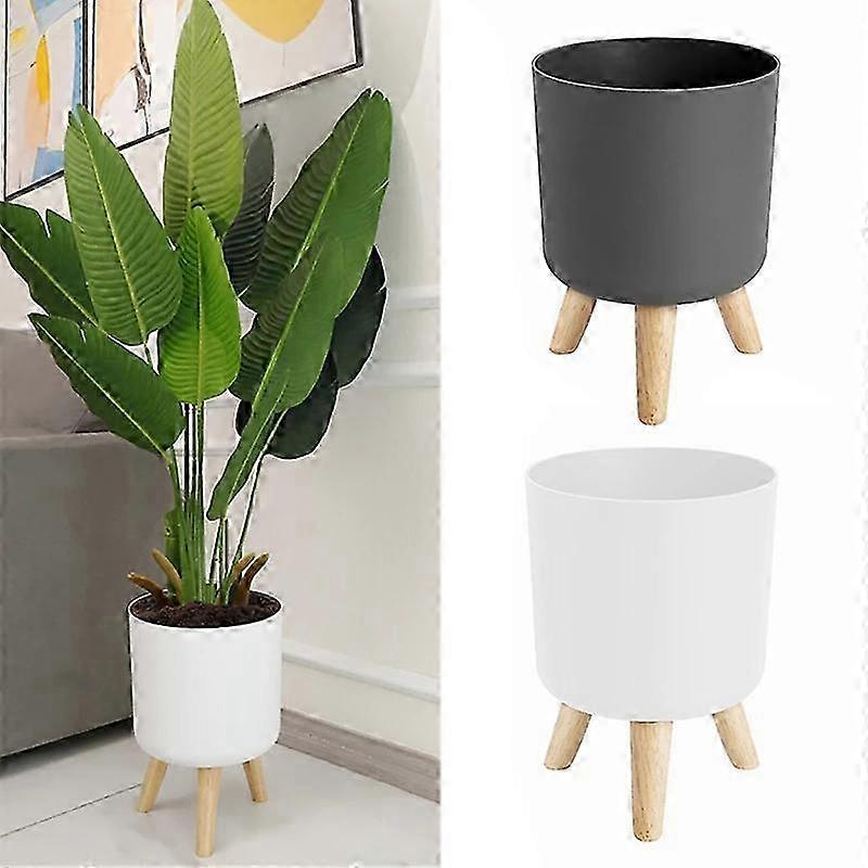 Modern Plant Pots with Wooden Legs Holder Bedroom Living Room Floor ...