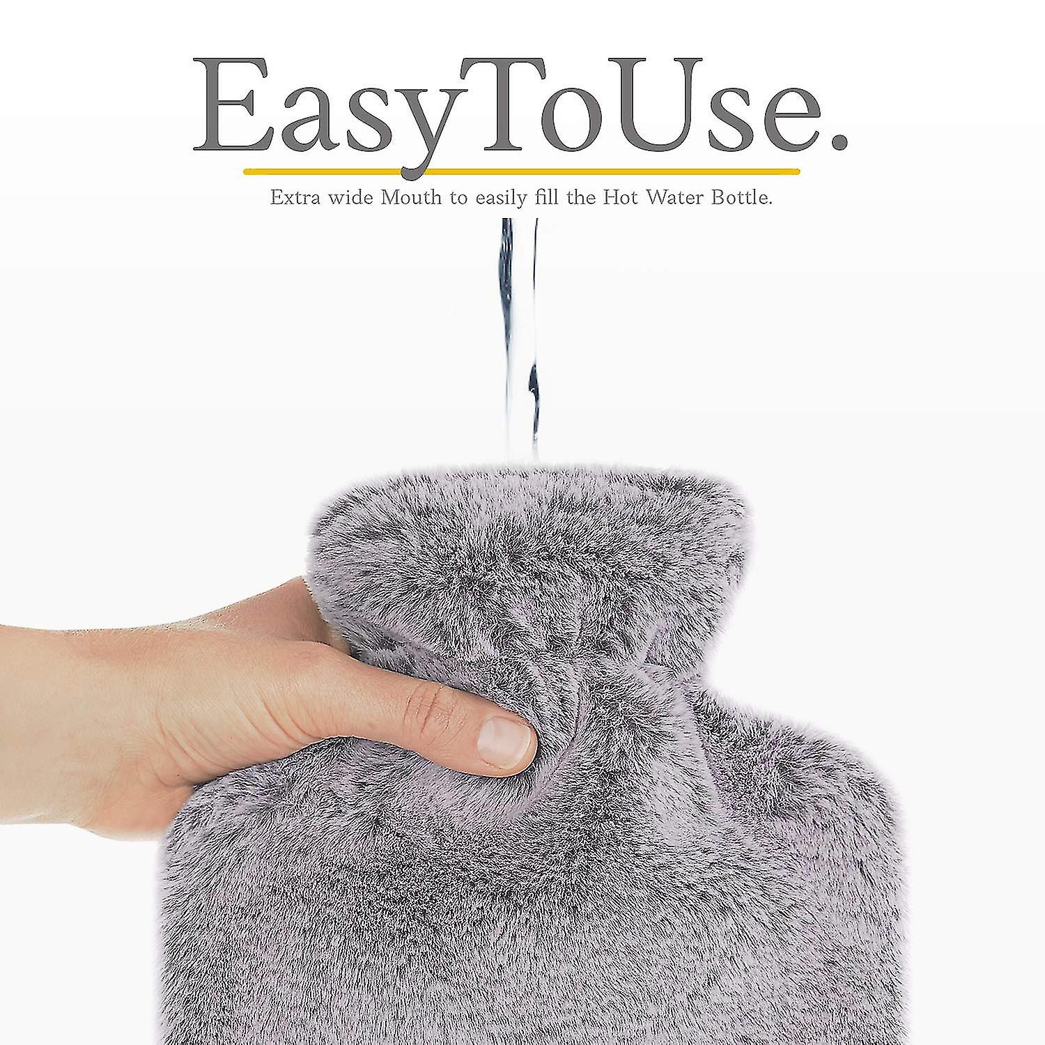 Large Heat Bottle - 1.8l Fluffy Bed Bottle For Warmth | Fruugo UK