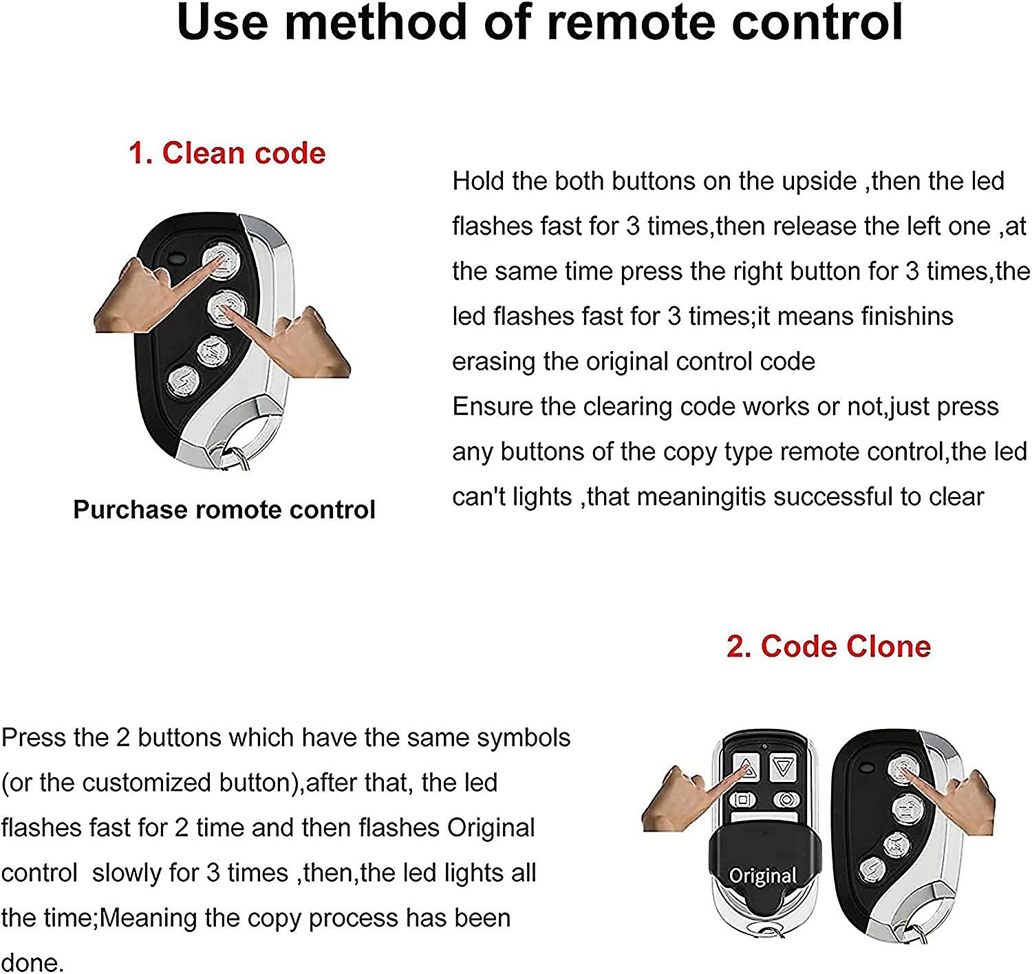 Universal Remote Controls, Fixed Code, With 433.92mhz Frequency, Cloning Duplicate 4-button ...