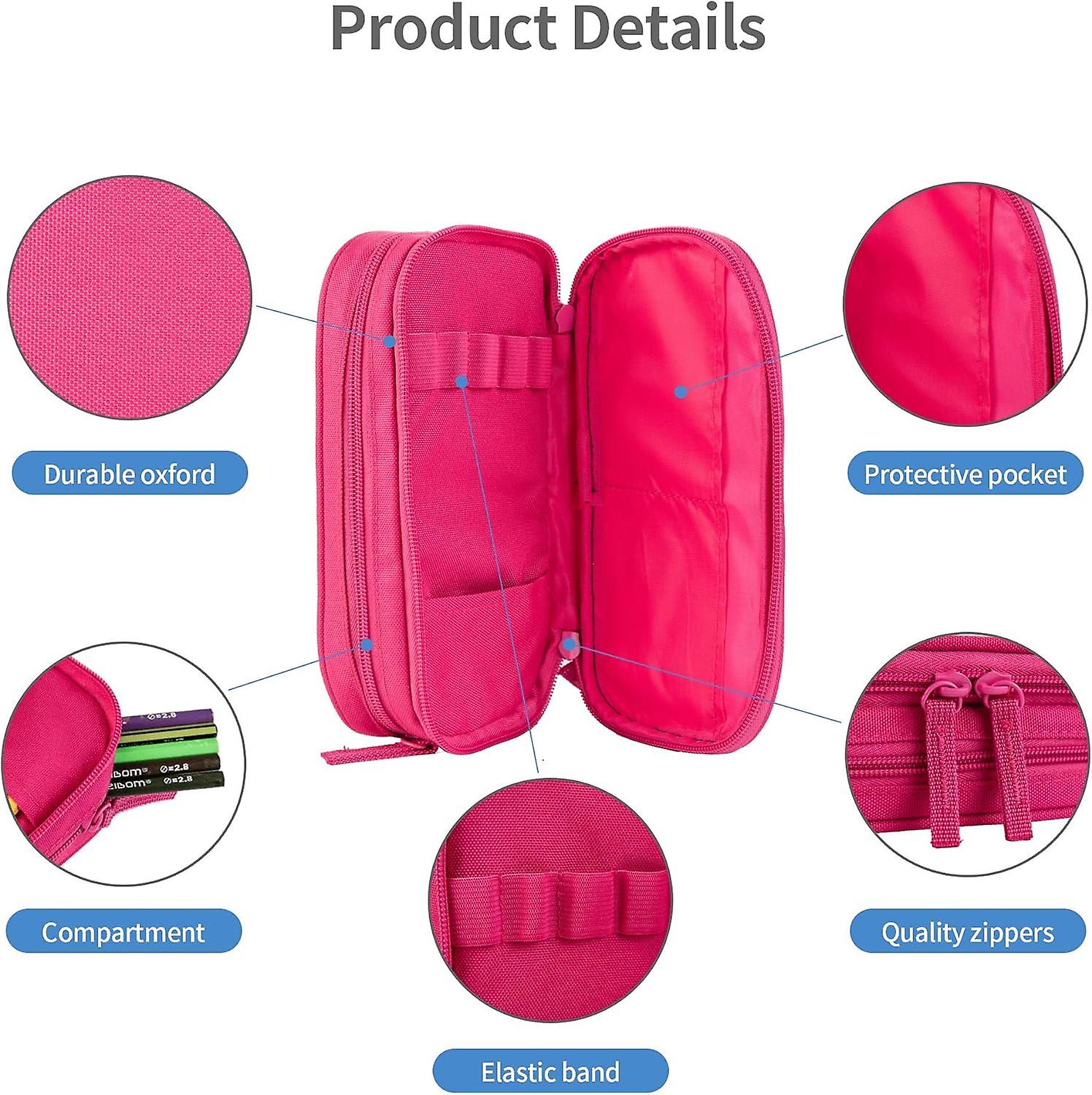 Foxy Boxy Pencil Case, Big Capacity Pen Bag With Double Zipper Blue ...