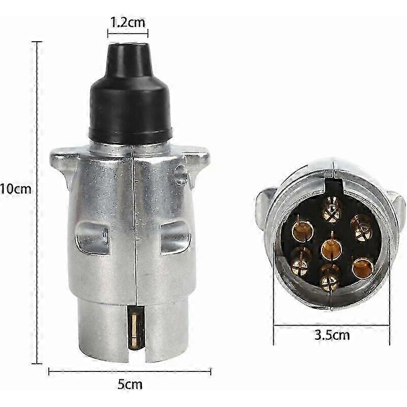 Pin Metal Trailer Plug, Waterproof 7 Pin Male Metal Trailer Socket, 12V ...