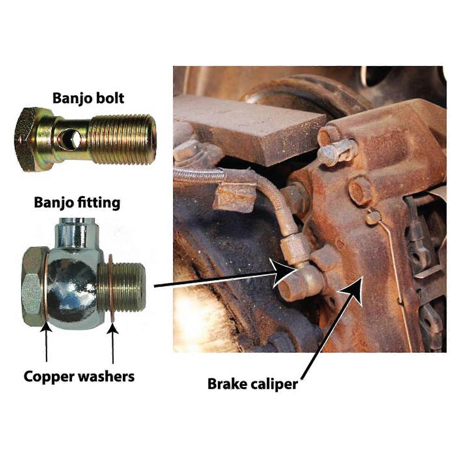 Pair of M10x1.5 Caliper Brake Hose Banjo Bolt Set Stainless Steel Brake ...