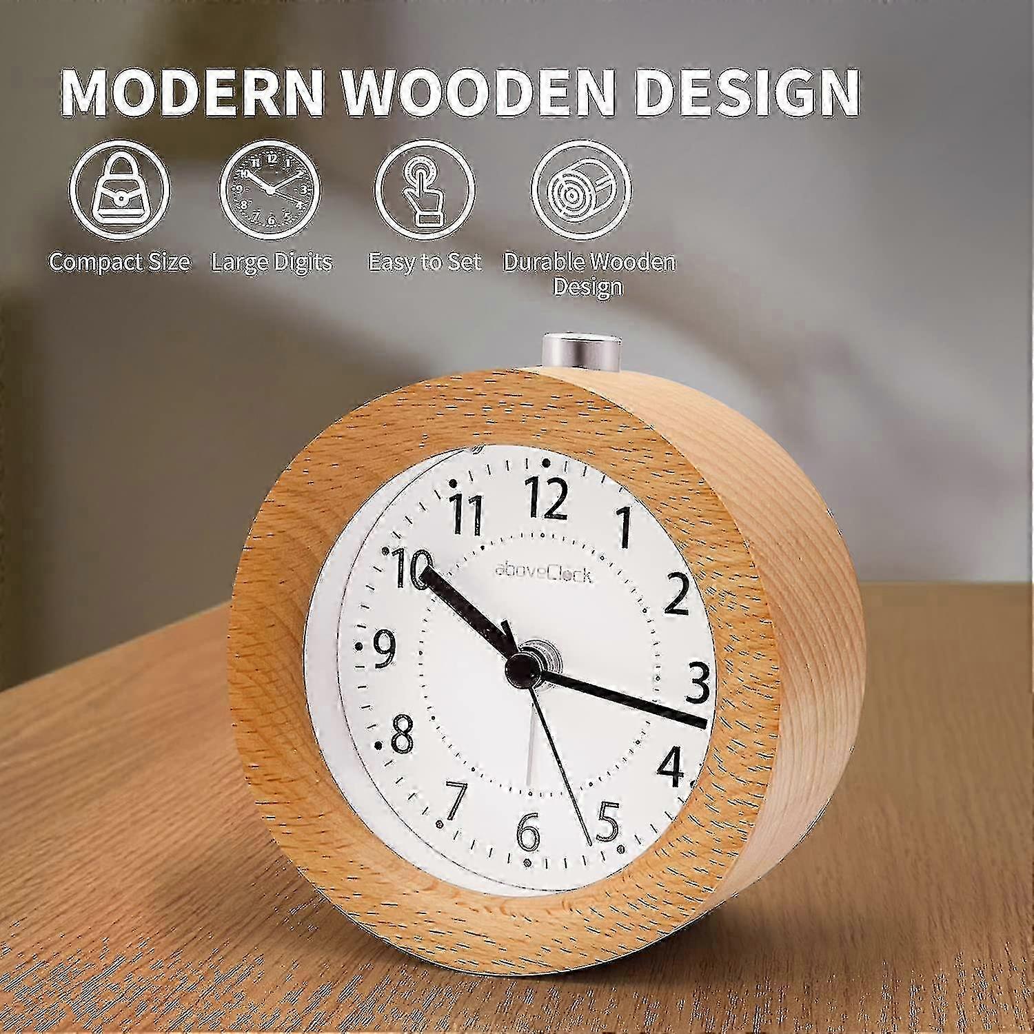 Alarm Clock Analogue Without Ticking, Alarm Clock Wood With Snooze ...