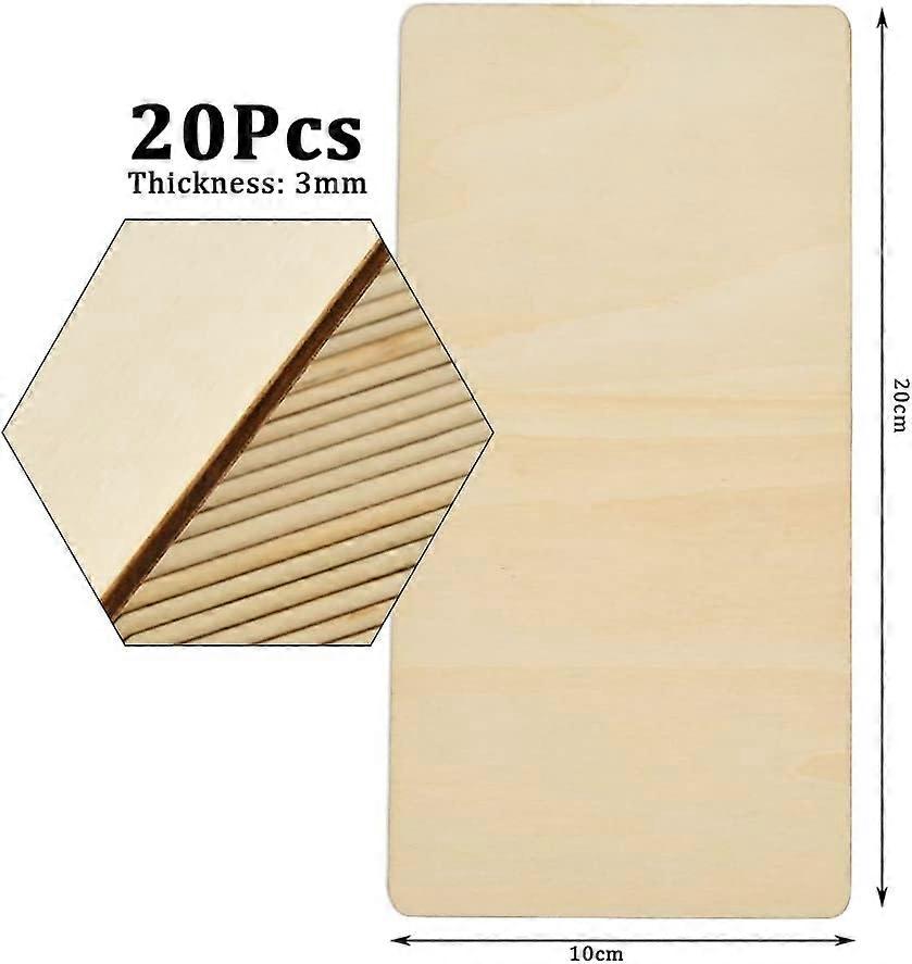 Pack of 20 Craft Wooden Panels, Blank Wooden Panels for Crafts, 10 x 20 ...