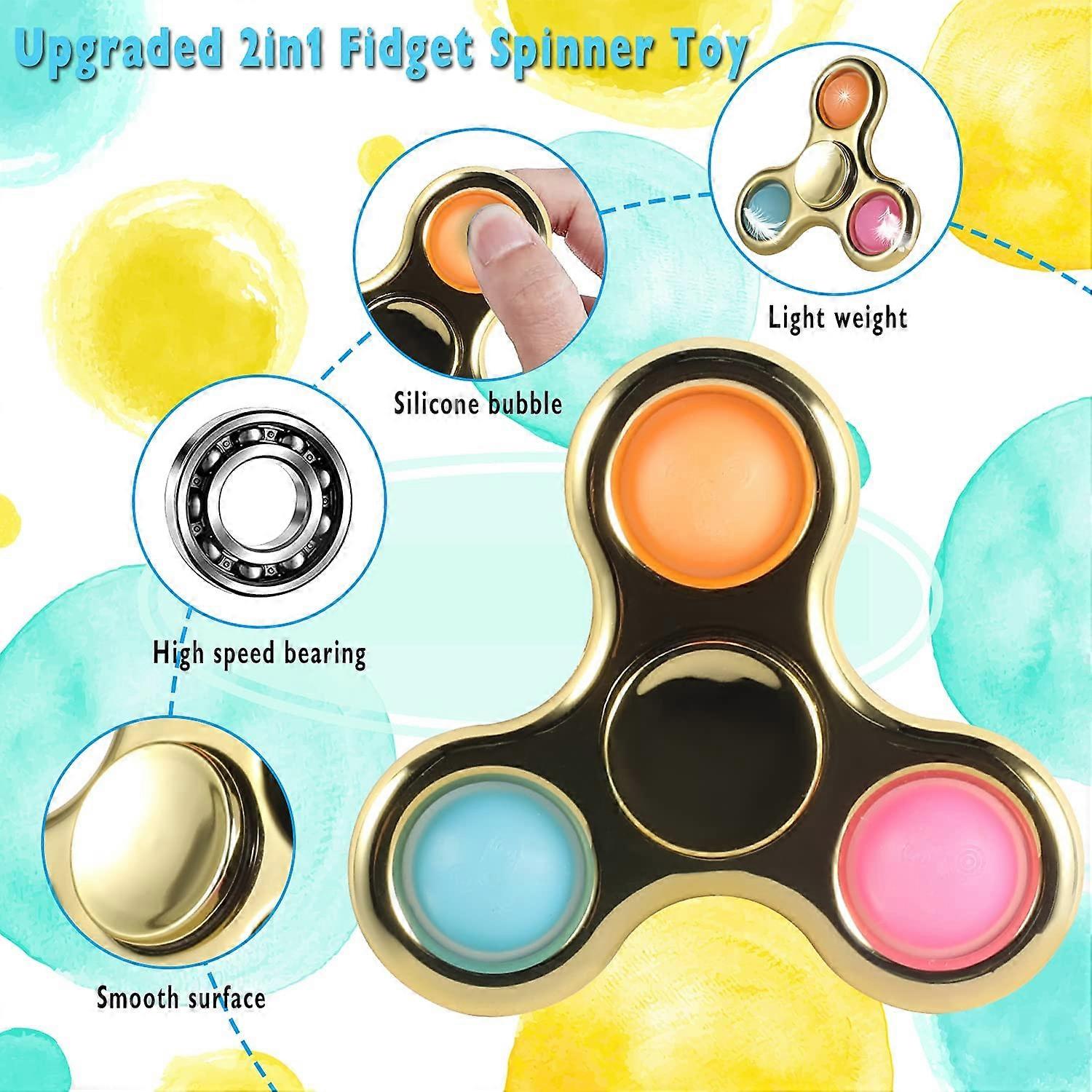Pop Fidget Spinner, Simple Sensory Fidget Spinner Toy Push Pop Bubble Spinner Toy for Stress ...