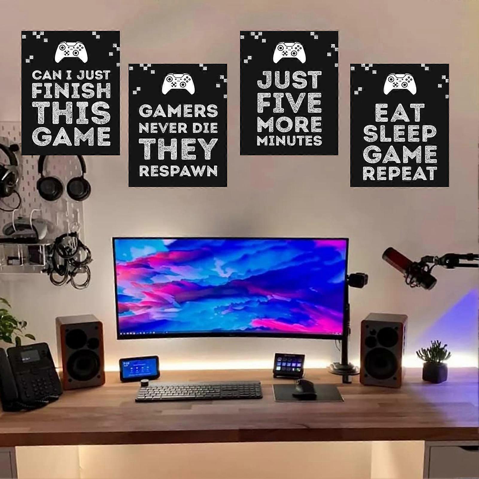 Game Wall Stickers Self-Adhesive Neon Video Gamer Wall Decals Gaming ...