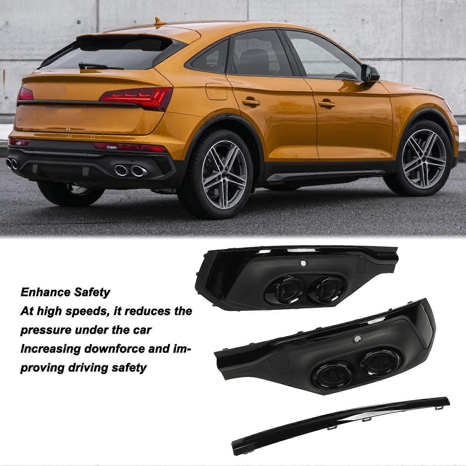 Rear Bumper Exhaust Pipe Diffuser Trim Glossy Black Lip Spoiler for SQ5 ...