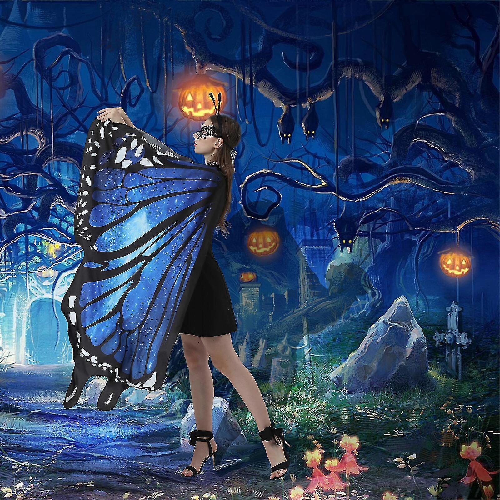 Anime Cosplay Wings Butterfly Shawl Pendant Adult Rotating Black Dance ...