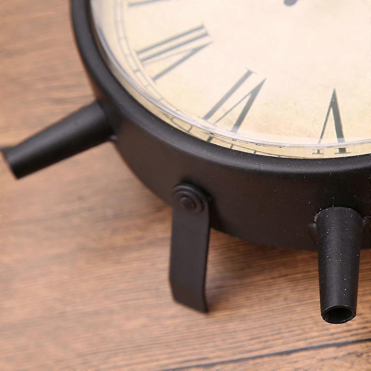 Retro Analog Metal Desk Clock - Battery-Operated Table Top Clock ...