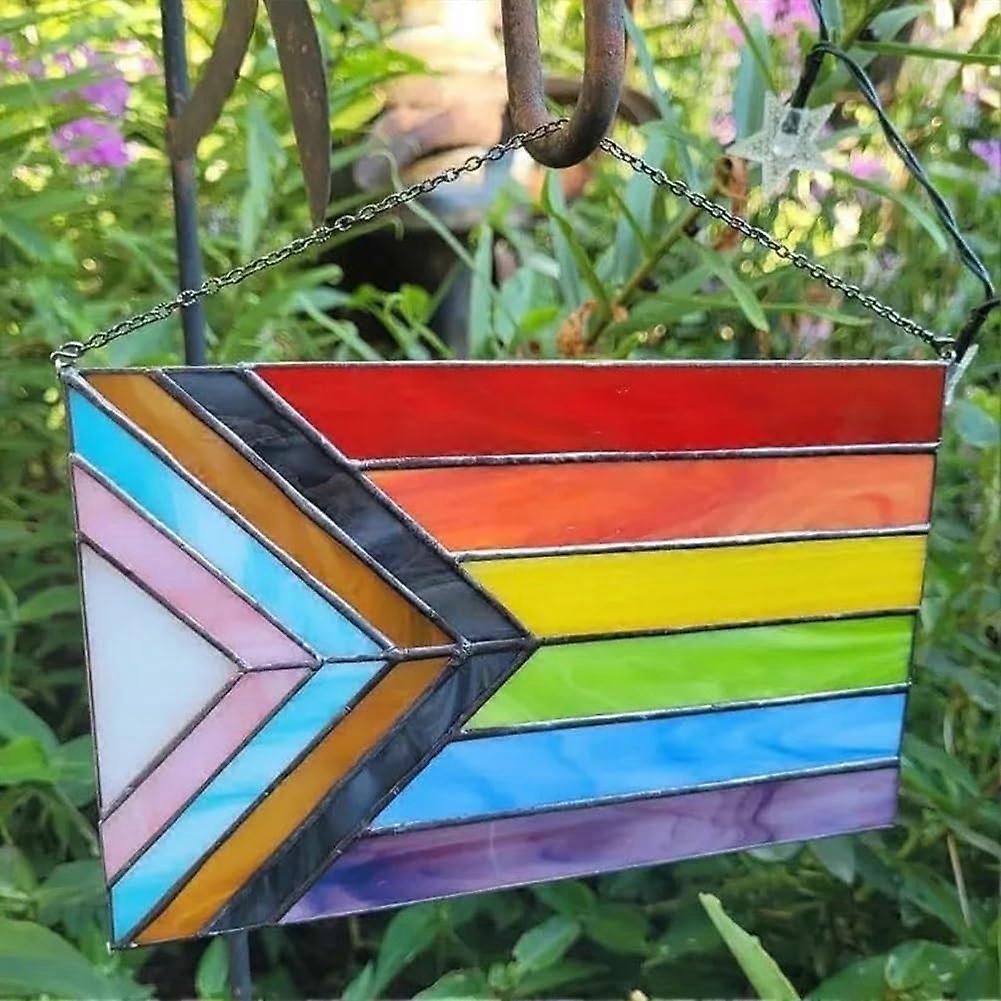 Progress Pride Stained Glass Flag Suncatcher, Pride Flag Suncatcher for ...