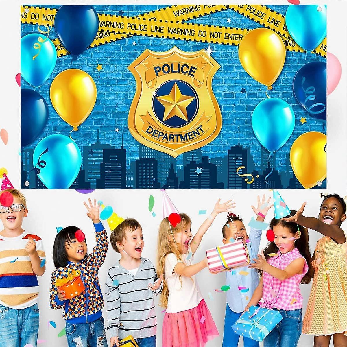 Police Backdrop Police Theme Happy Birthday Party Decorations Police ...