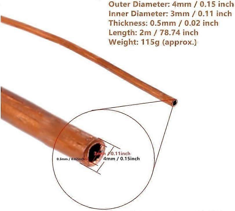 Copper Tube, 2M Soft Copper Tubing Pipe OD 4mm x ID 3mm for ...