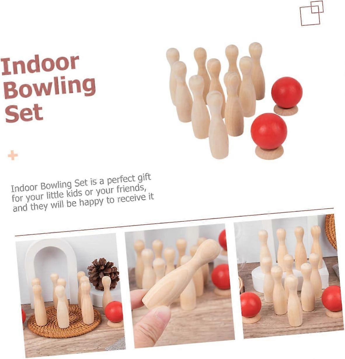 Desktop Bowling Toy Set for Toddlers - Wooden Tabletop Bowling Game for ...