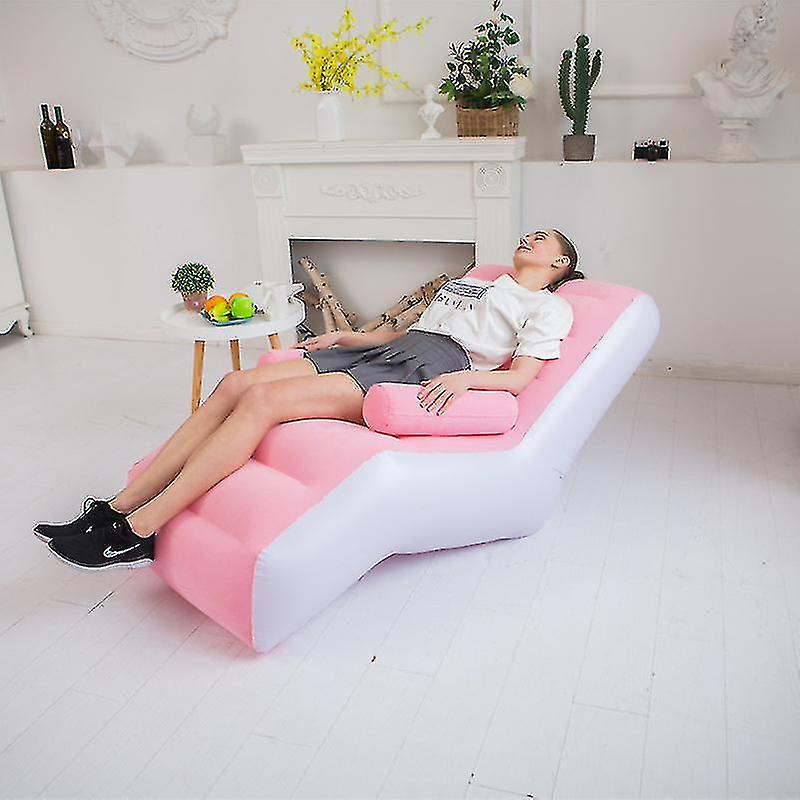 Foldable Inflatable Sun Lounger With Armrests - Manual Air Pump - Pink ...
