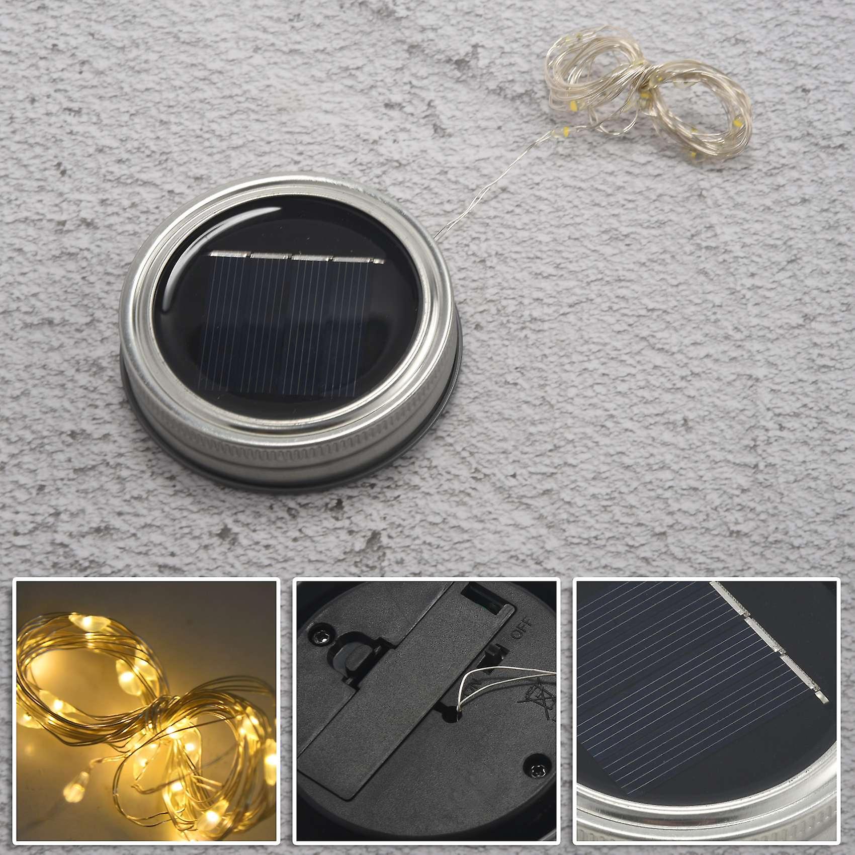 Solar Jar Lid Lights, 6 Pack 20 Led String Fairy Star Firefly Jar Lids ...