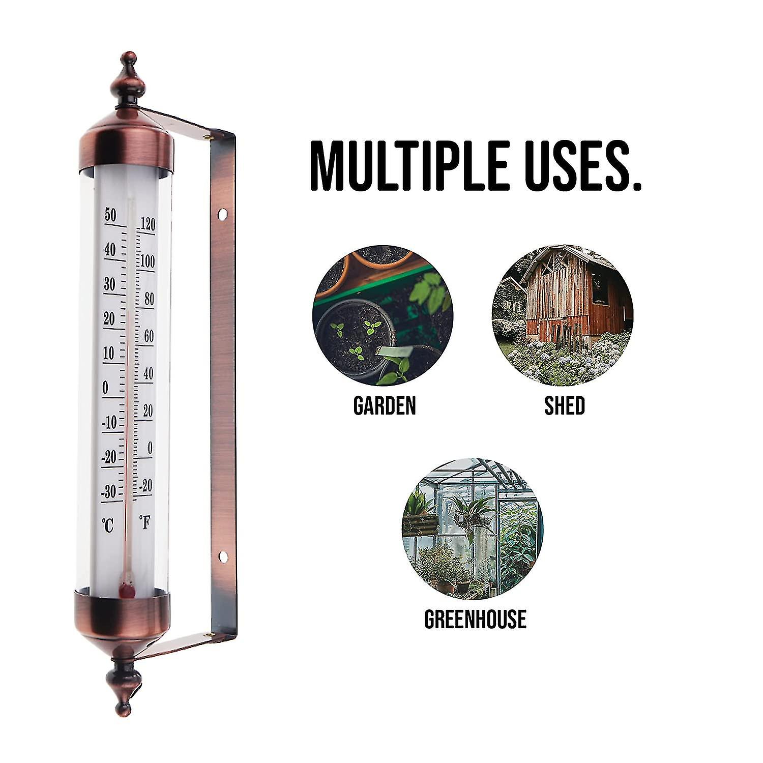 Outdoor Thermometer With Bronze Effect Design - Stylish Garden ...