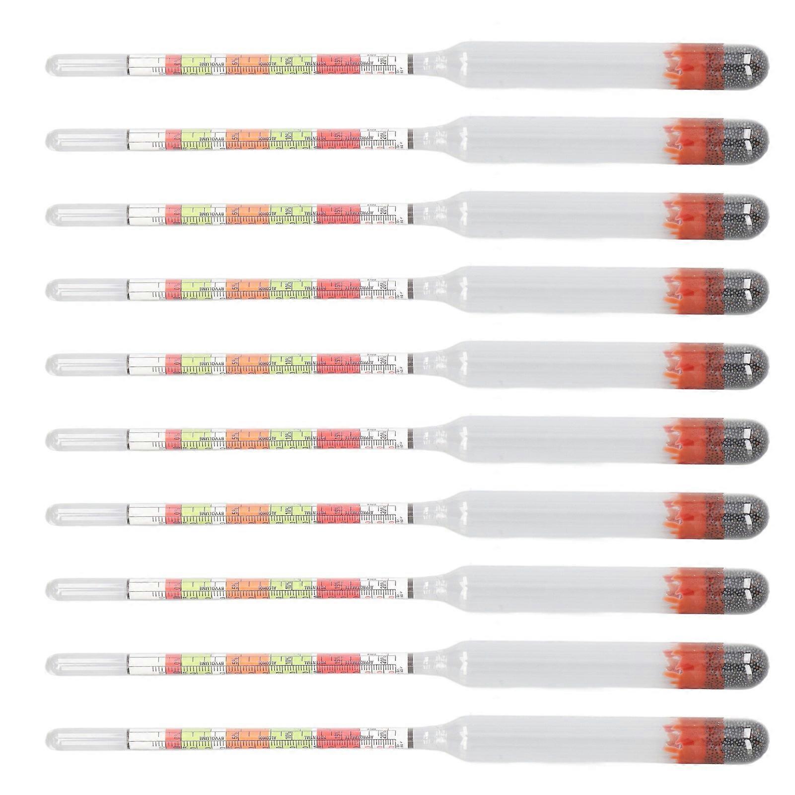 Hydrometer Glass Triple Scale Beer Tester Kit 10Pcs Wine Measuring Tool ...