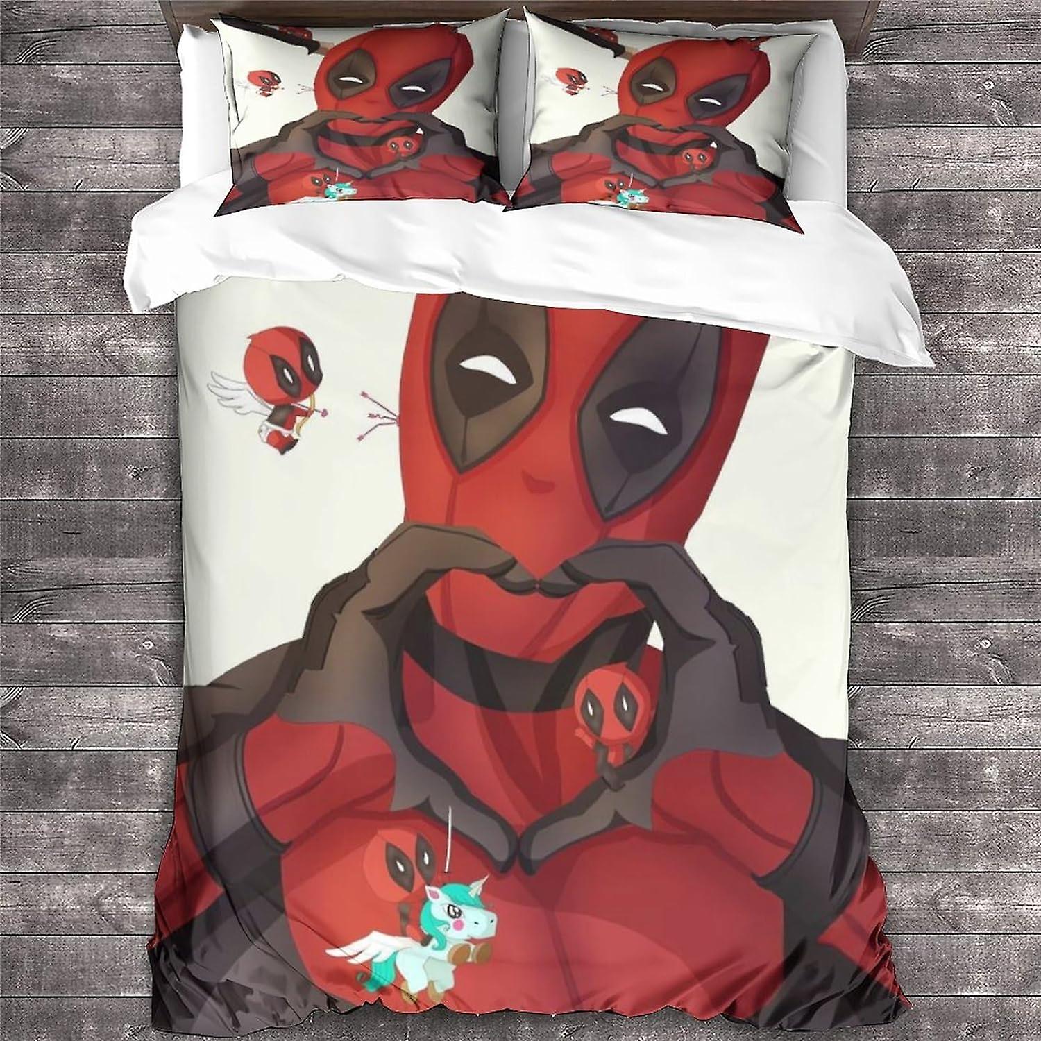 BARDYS Deadpool 3D Printed Duvet Cover Set Soft Microfiber Superhero ...
