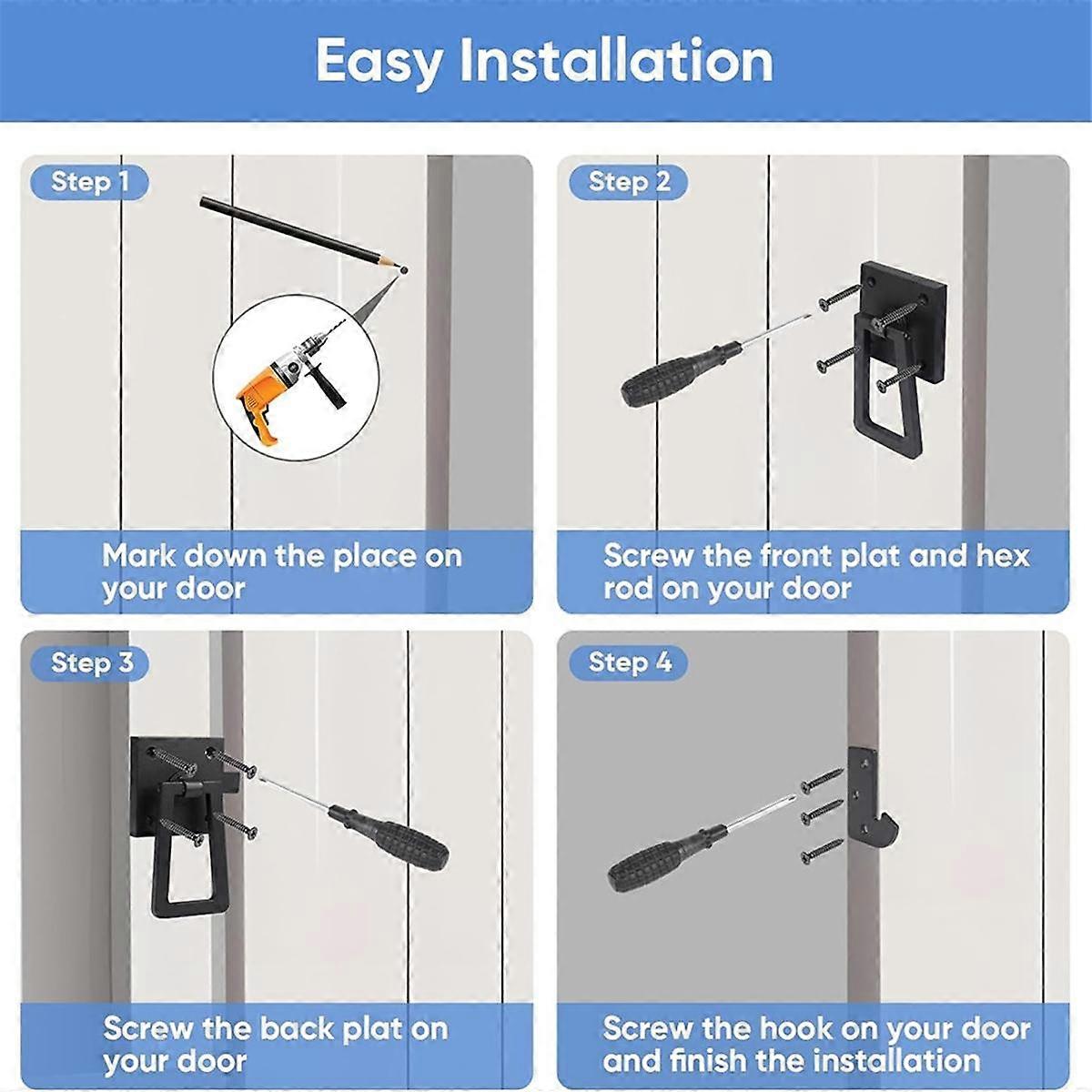 Heavy Duty Gate Latch, Double Side Gate Latches, Matte Black Fence ...