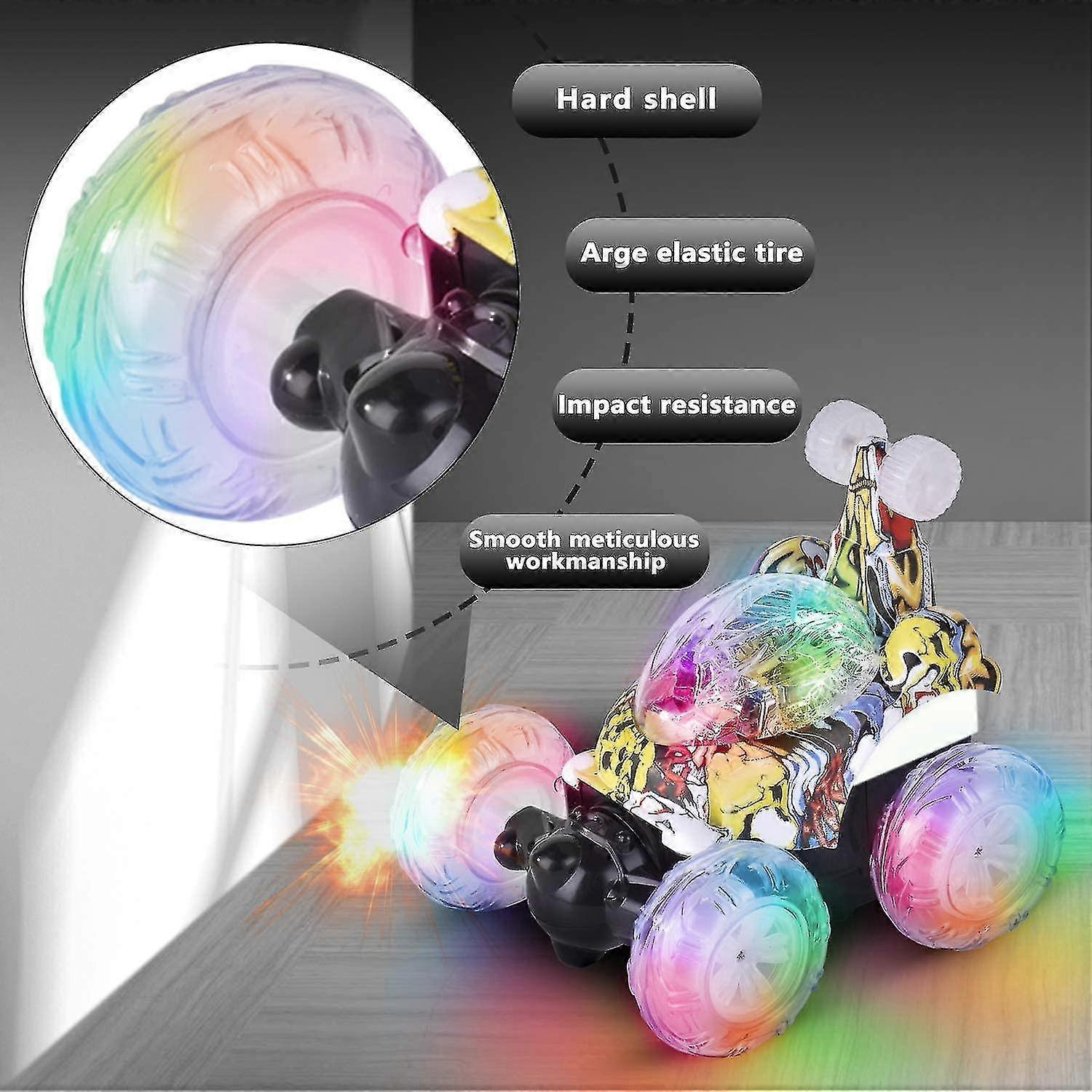 Remote Control Car, Rc Stunt Car Invincible 360rolling Twister With Colorful Lights & Music ...