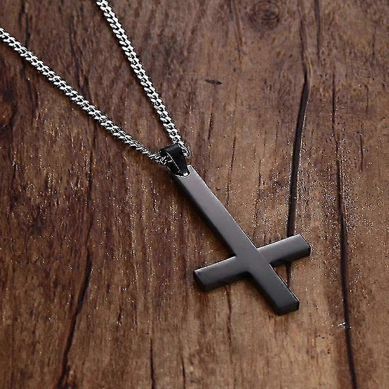 Stainless Steel Upside Down Cross Necklace Inverted Cross Pendant With ...