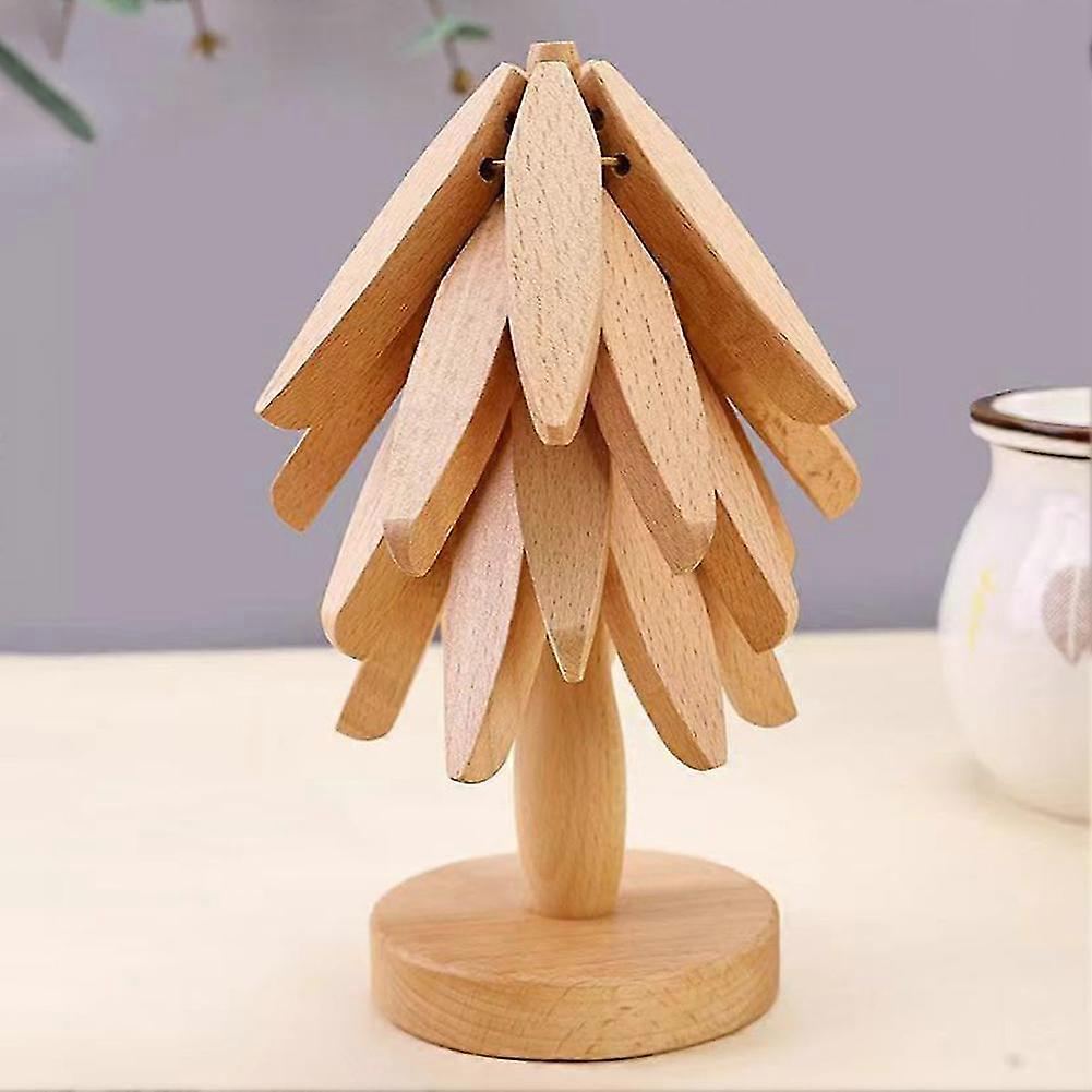 Wooden Tree Trivet Set Wood Collapsible Hot Pad Trivet Tree For Wood ...