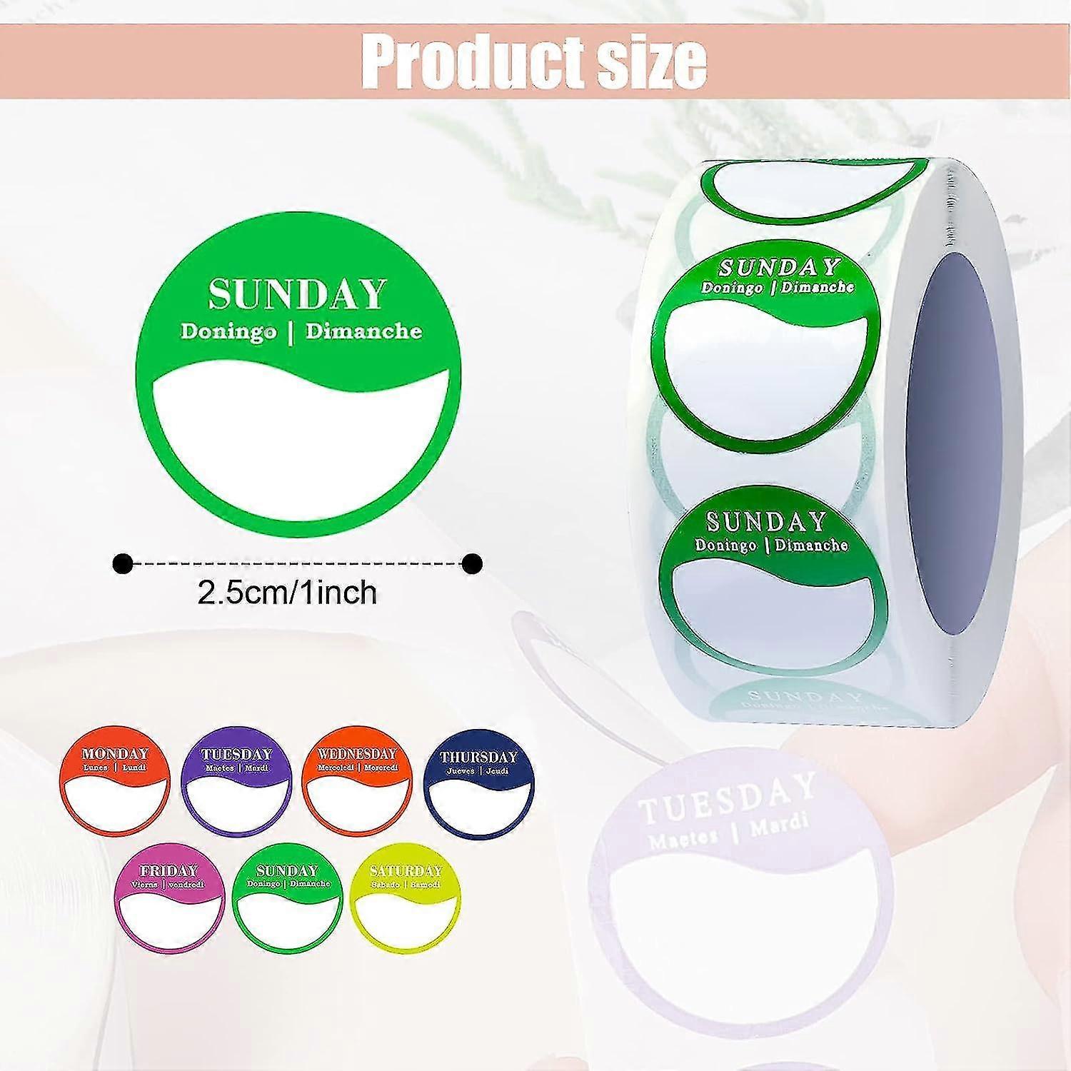 Pack Of 3500 Weekday Stickers, 7 Rolls Of Labels For Monday To Sunday ...