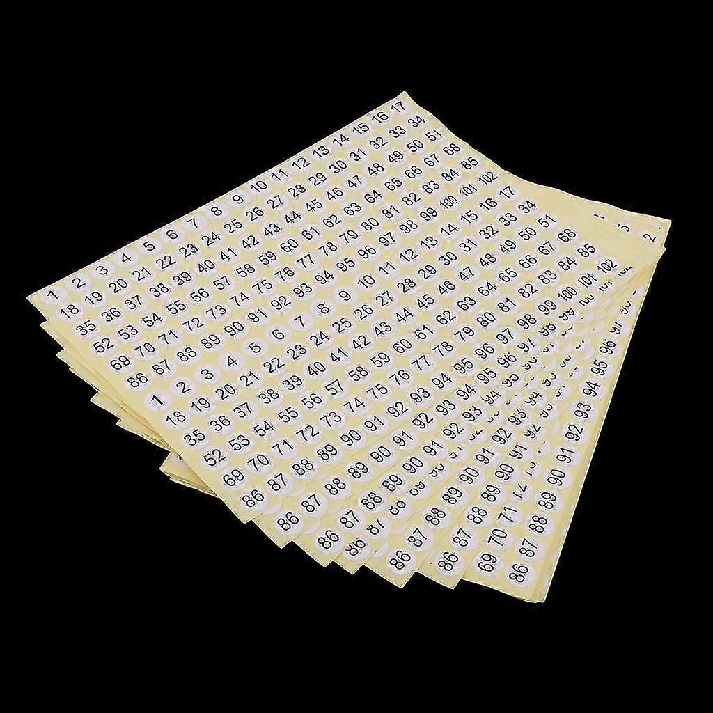 15 Sheets Round Sticky Numbered Labels 1-102 Self Adhesive Numbers ...