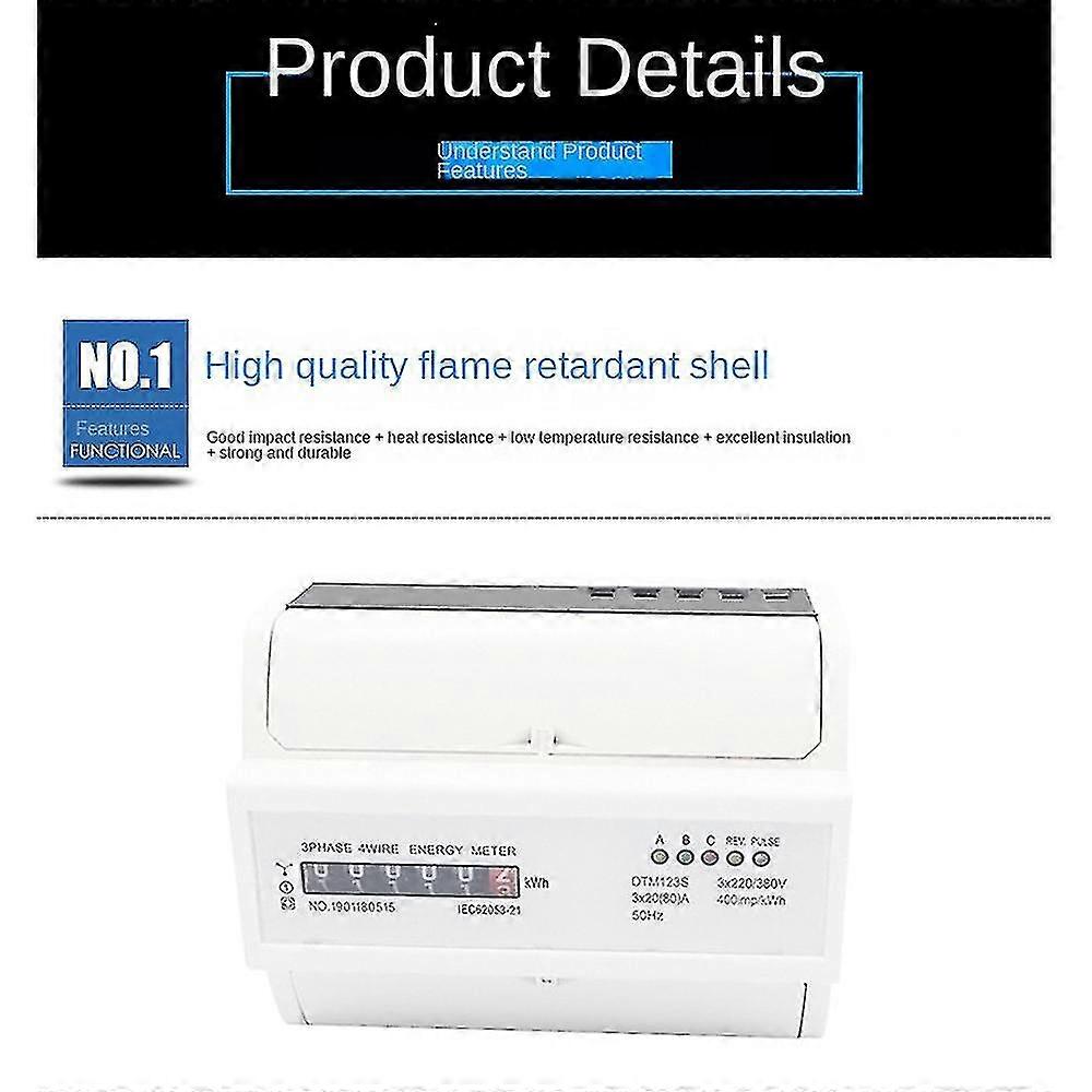 3 Phase 4 Wire Energy Meter 220/380v 20-80a Digital Electric Meter Energy Consumption Kwh Meter ...