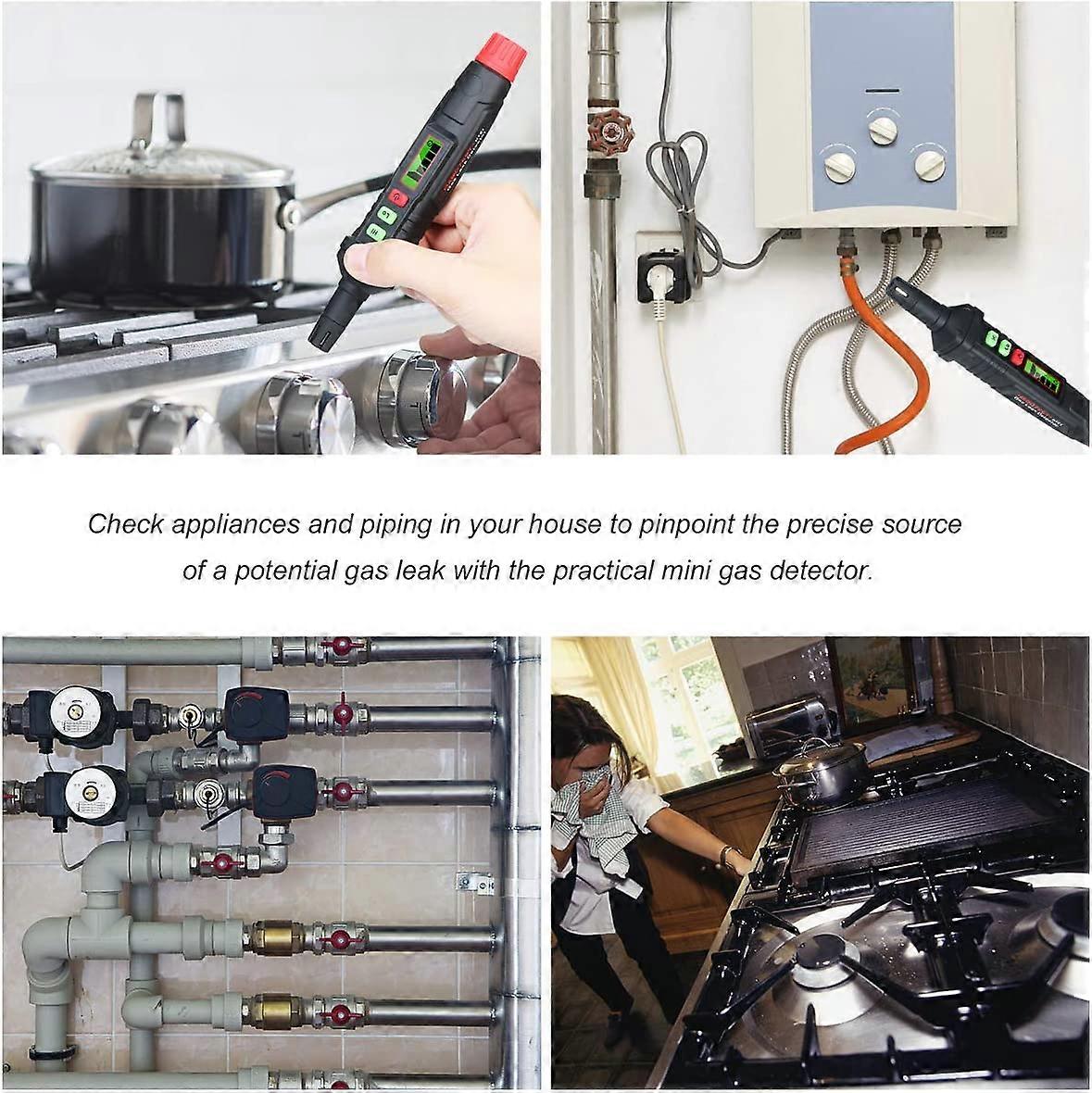 Portable Gas Leak Detector Combustible Gas Detector with Audible and Visual Alarm for All Types ...