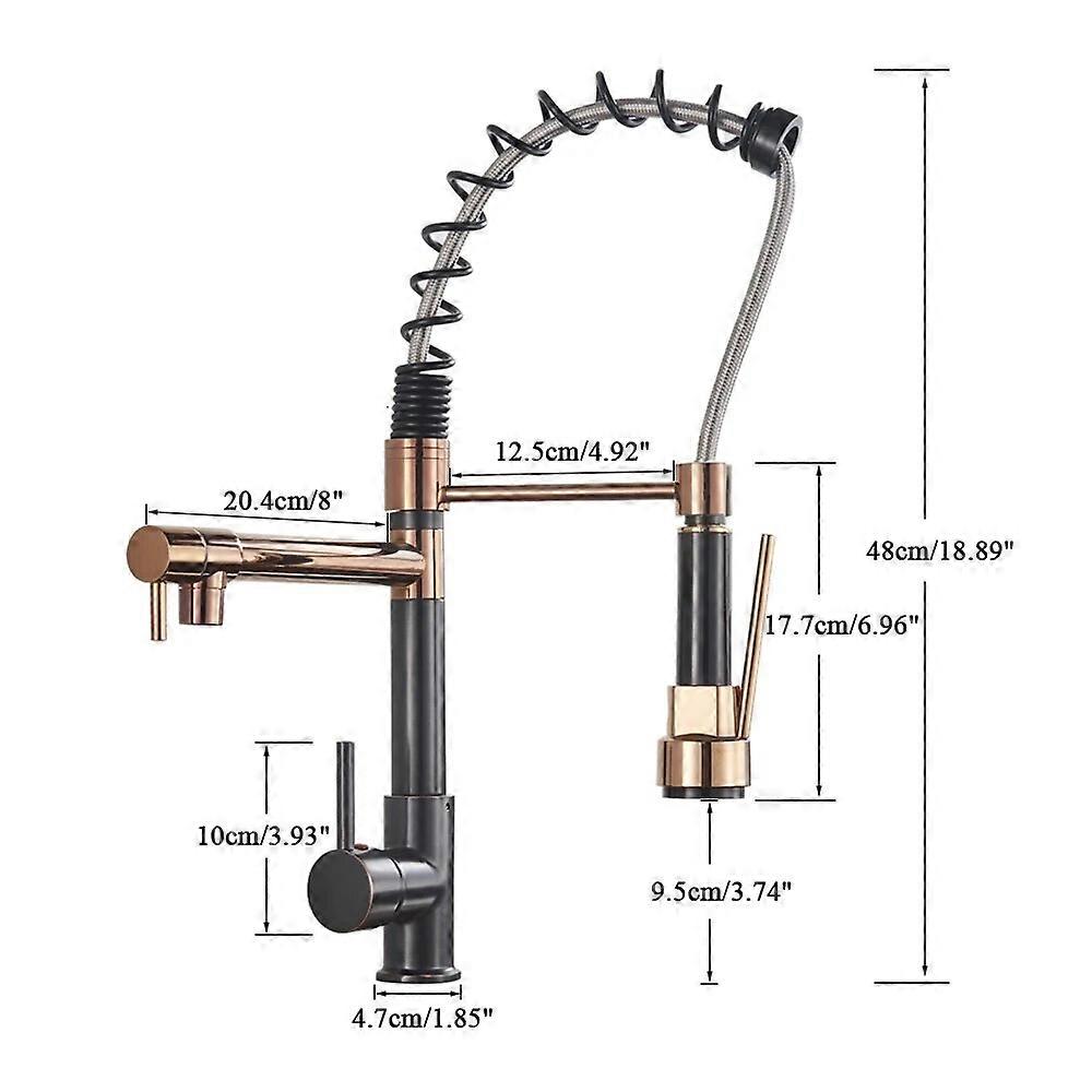 Black Spring Kitchen Faucet Pull Out Side Sprayer Dual Spout 360 ...