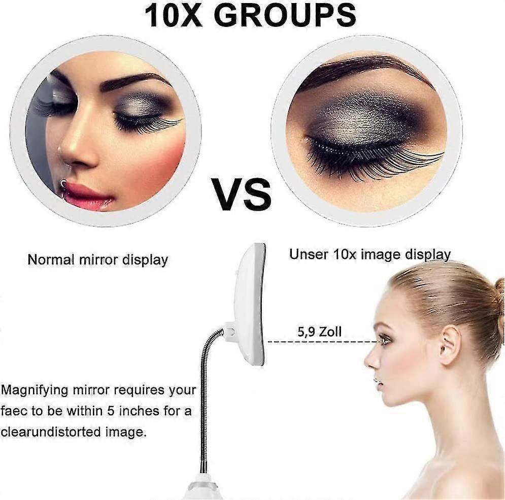 Magnifying Mirror, 10x Led Lighted Illuminated Mirror With Strong ...