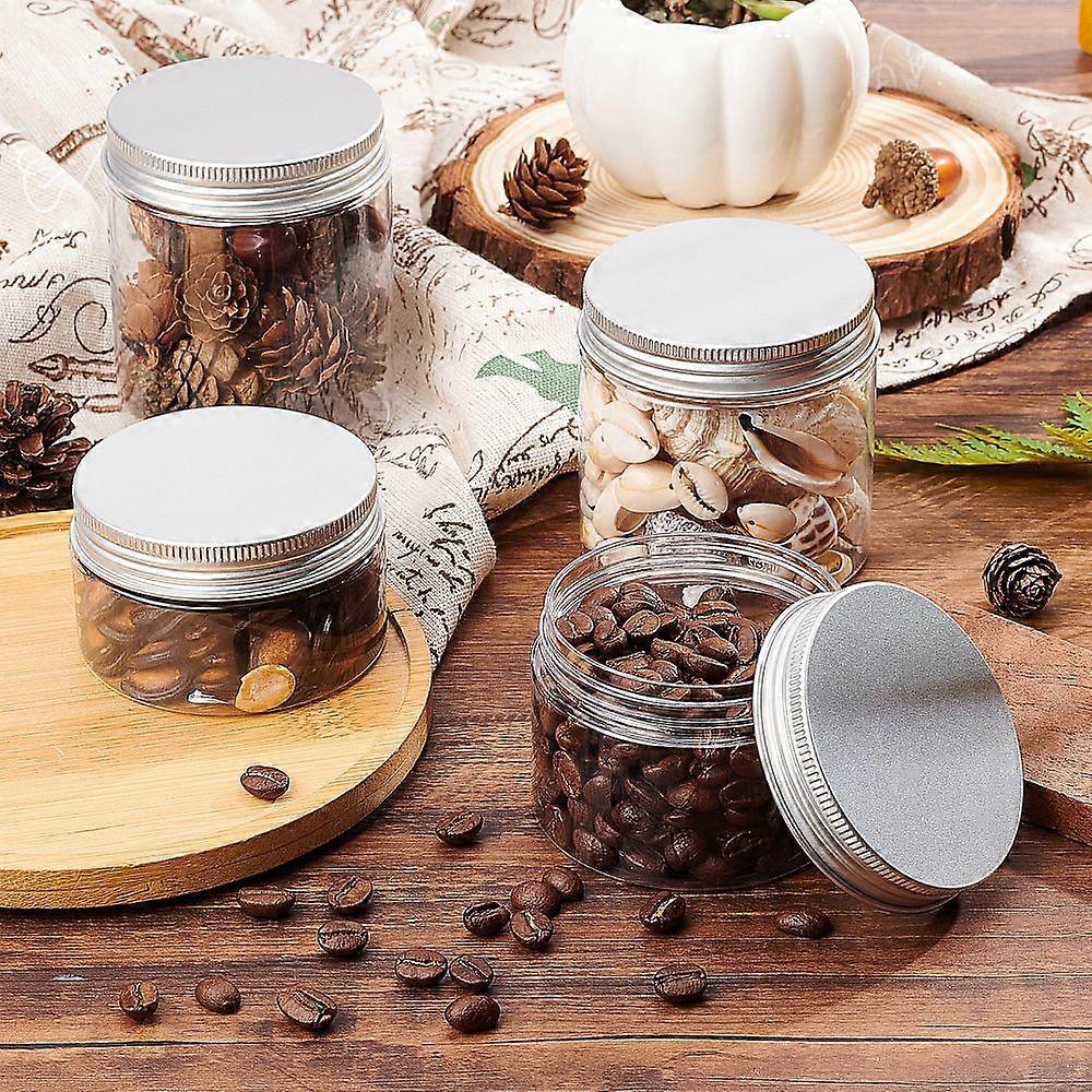1Set 8 Pack 250ml Clear PET Plastic Storage Containers Jars with Aluminum Screw Caps 1 Sheet ...