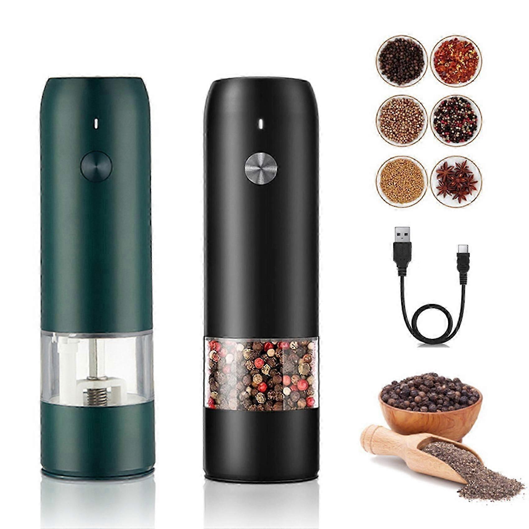 Electric Salt Pepper Grinder Set USB Charge Spice Mill Grinder ...