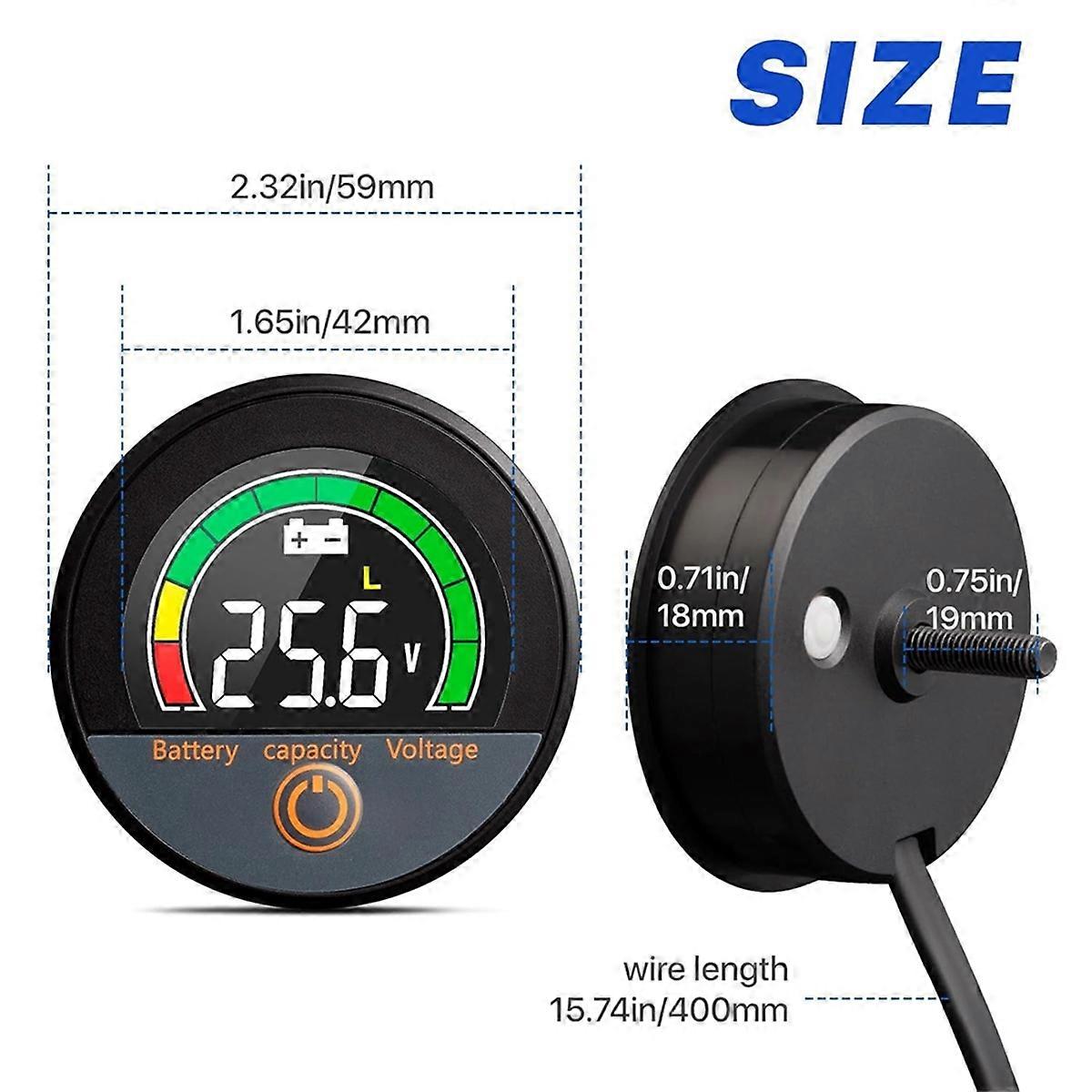 12V 24V 48V 60V 84V Waterproof IP67 Battery Capacity Voltage Meter with ...