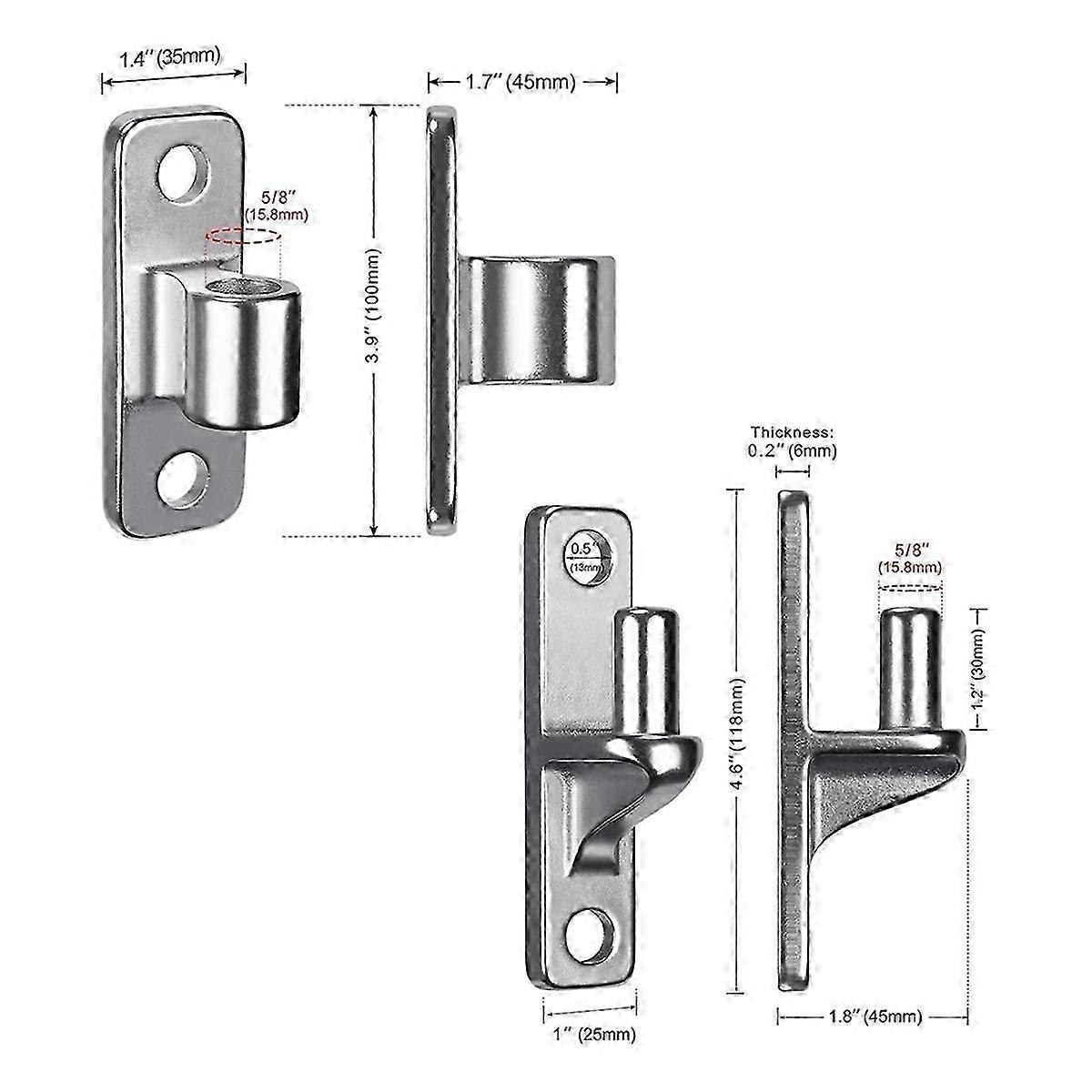 Stainless Steel Gate Hinge, 3.9 Inches with 5/8 Inch Hole, Wall-Mounted ...