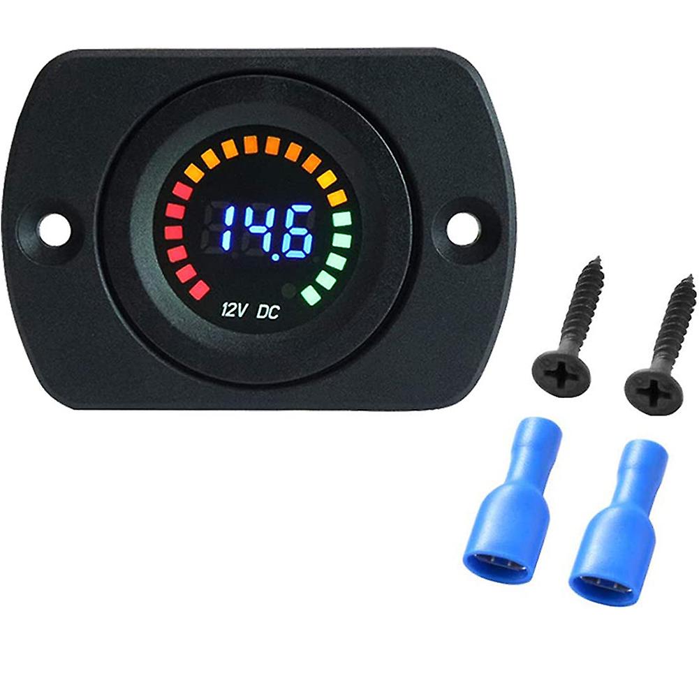 Voltmeter Gauge,12v Led Digital Display, Round Panel Waterproof For ...