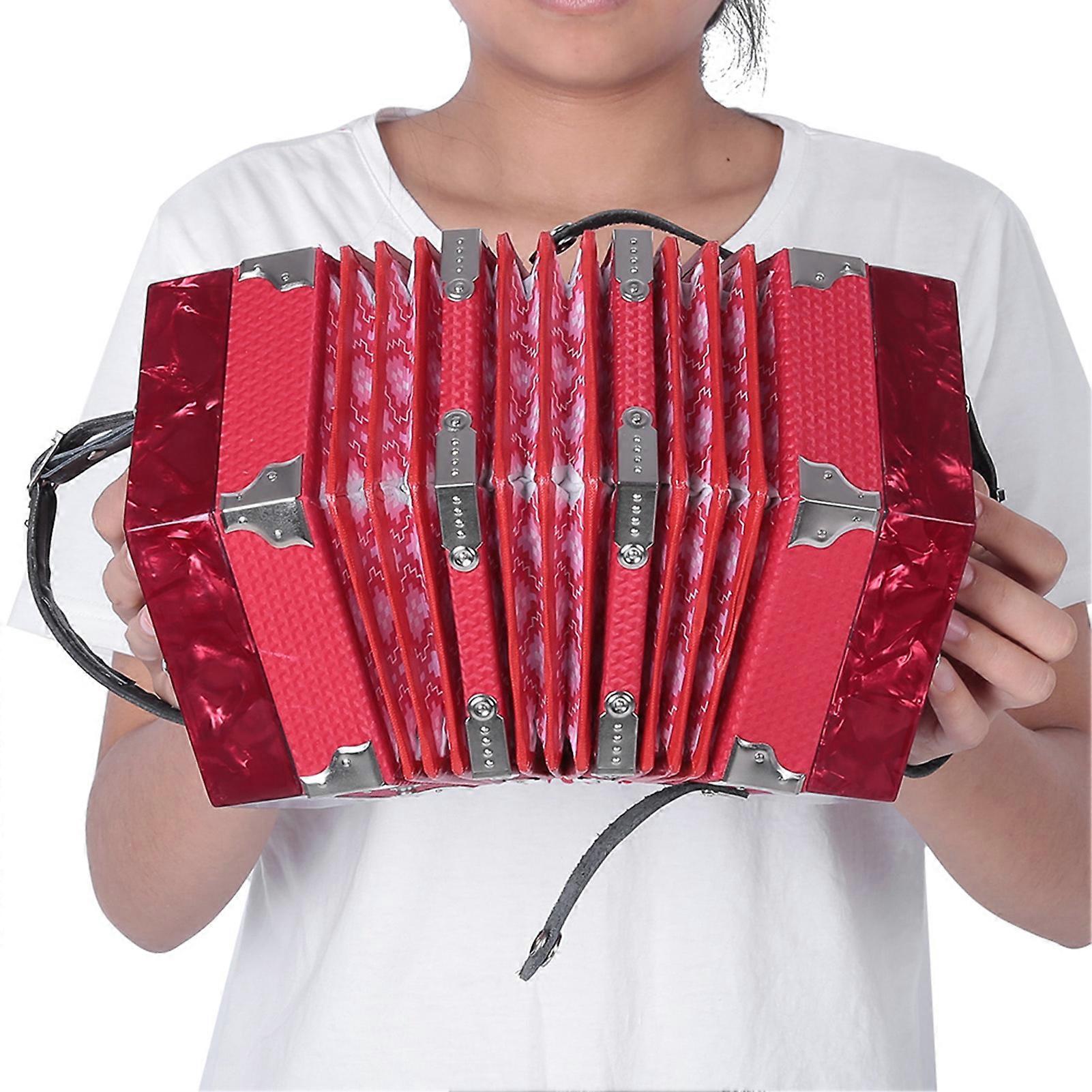 Professional 20 Buttons Accordion Concertina Musical Instrument (red ...