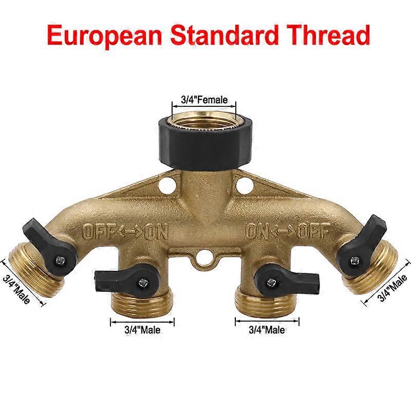 4 Way Brass Tap Manifold with Individual On/Off Valves, Tap Adaptor for ...