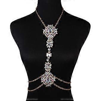 Boho Rhinestone Statement Chest Chain Crystal Necklace Body Chain ...