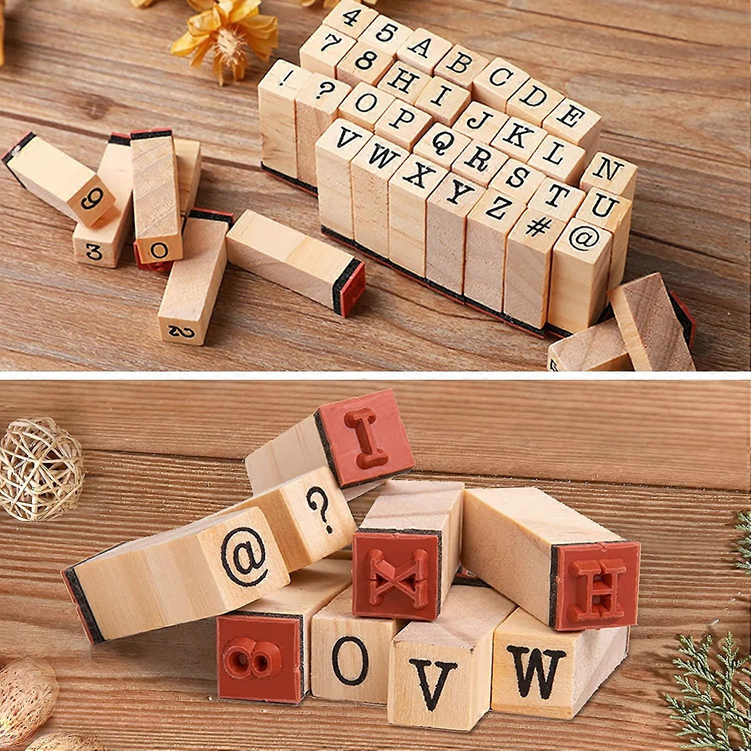 Alphabet Stamps, 40 Pcs Wooden Rubber Stamps - Set of Capital Letter ...