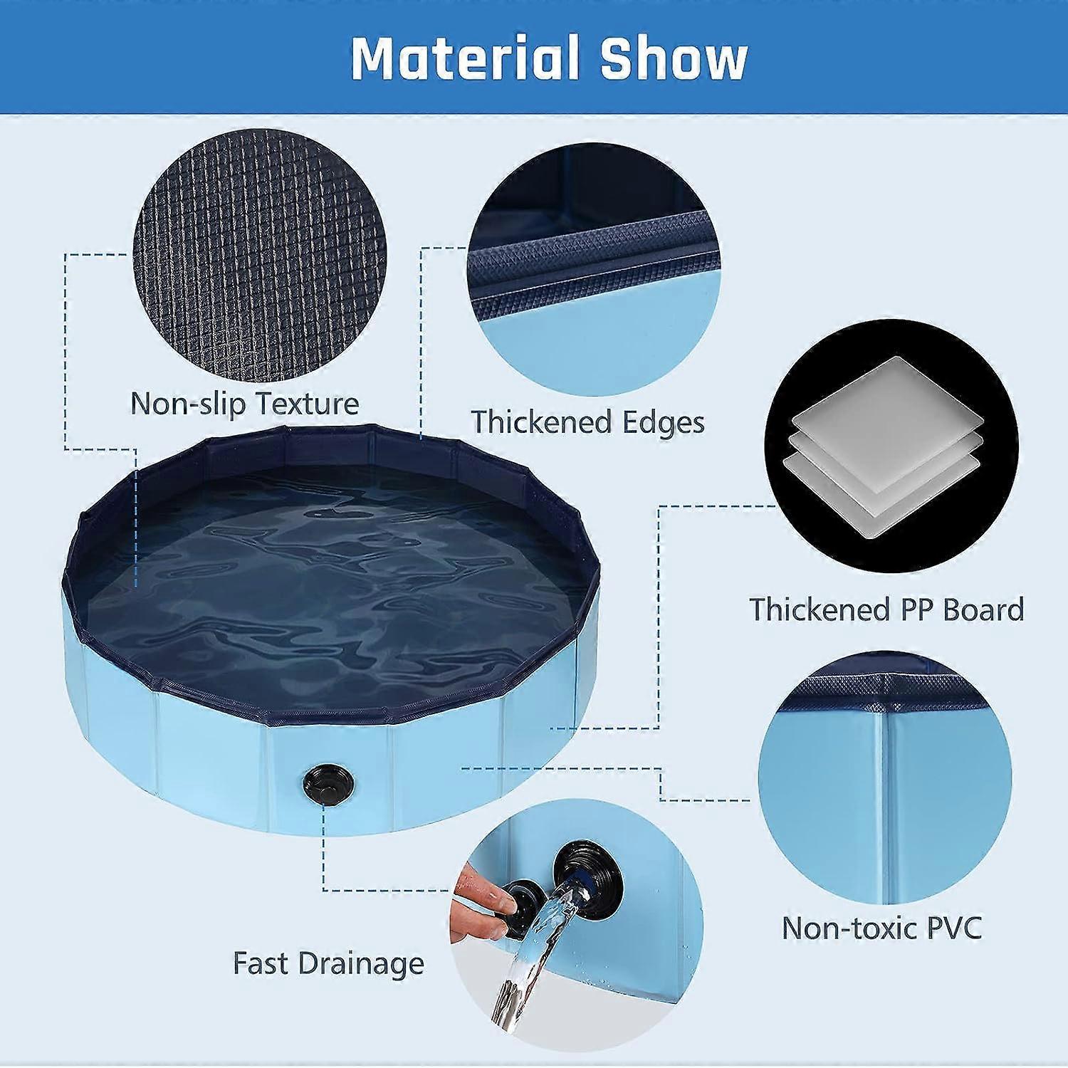 Foldable Dog Pool, 63" Large Plastic Pool for Dogs Portable Swimming ...