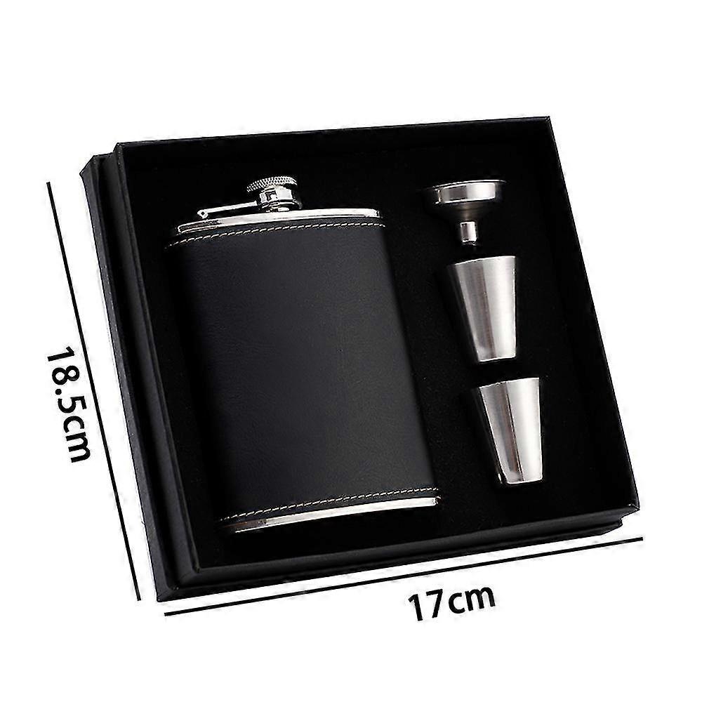 Hip Flask Gift Set,hip Flasks For Liquor For Men With Black Leather ...