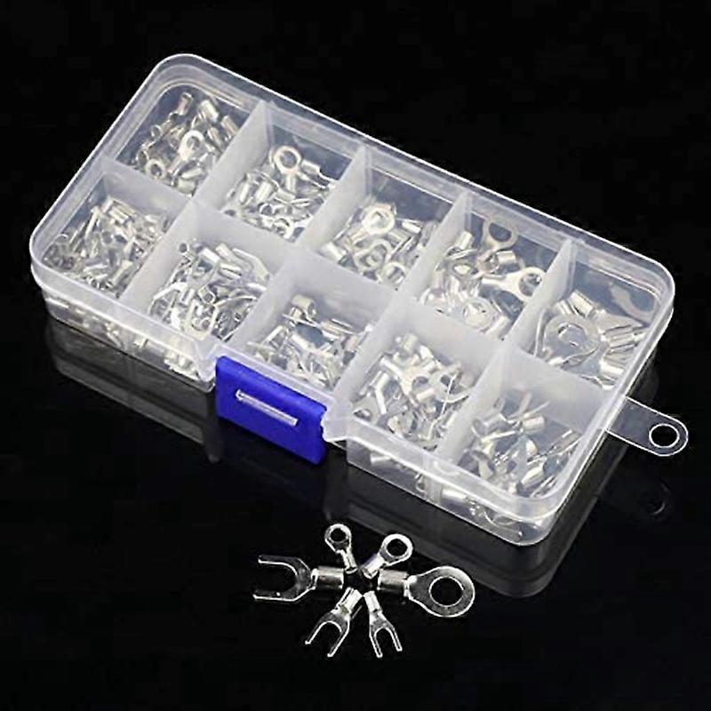 320Pcs 10 in 1 Terminals Non-Insulated Ring Fork U-Type Brass Terminals ...