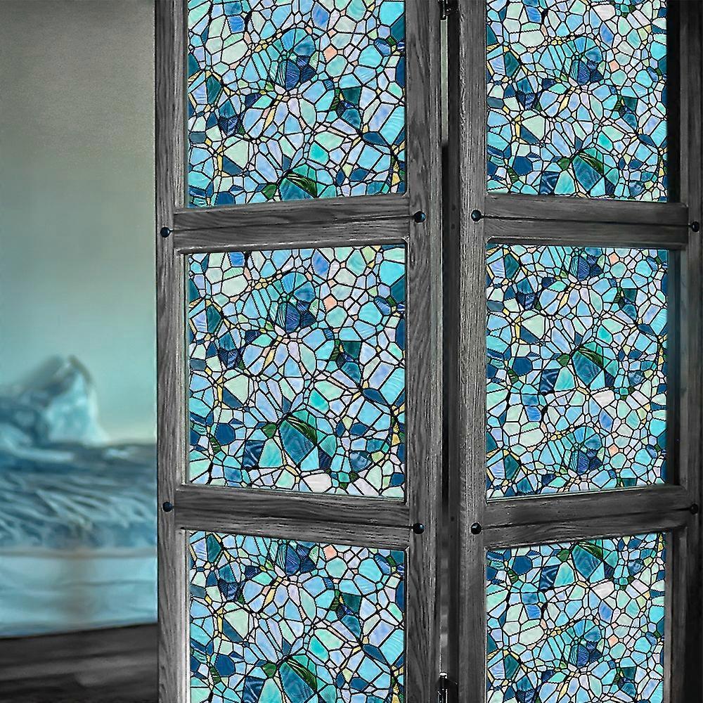 Dww-45x180CM Pavs Bleus Vitrail Films Fentre Anti Regard Autocollants ...
