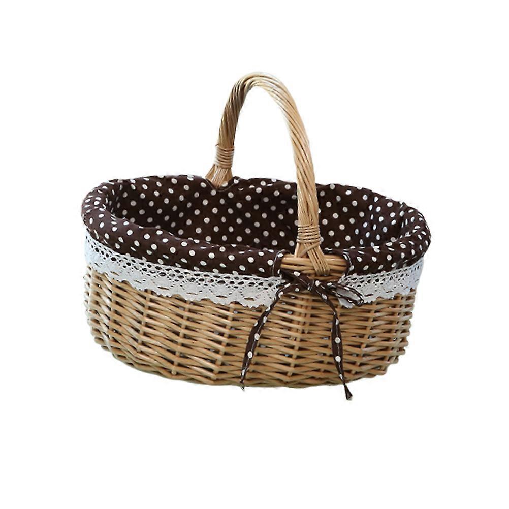 Picnic Bag Gift Basket Wicker Storage Basket Linen Inner Basket for ...