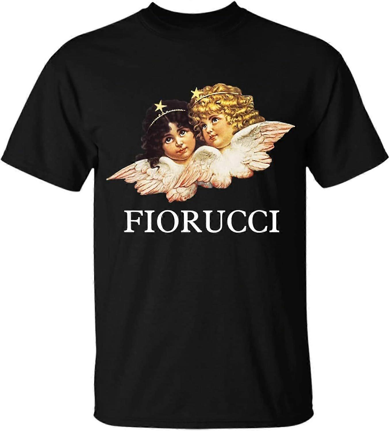 Fiorucci T-Shirts Mens Vintage Angels Foil Logo T-Shirt Black Style 5 ...