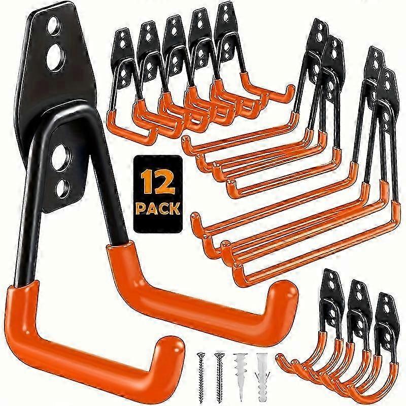 12pcs Heavy Duty Garage Hooks, Utility Steel Garage Storage Hooks, Wall Mount Storage Rack For ...