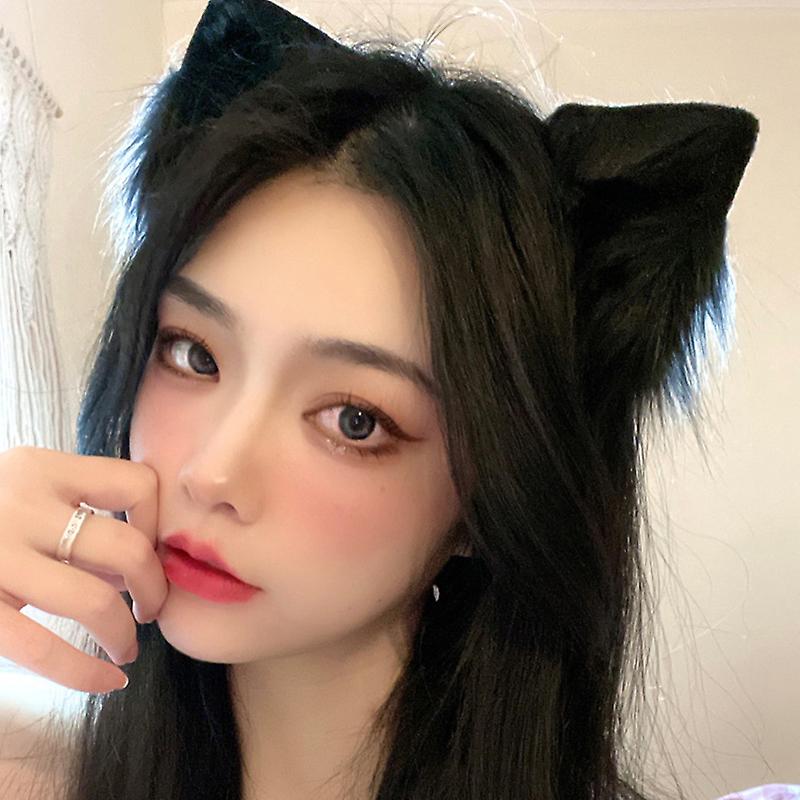 Simulation Cat Fox Ear Headband Cute Plush Animal Wolf Ear Hair Loop ...