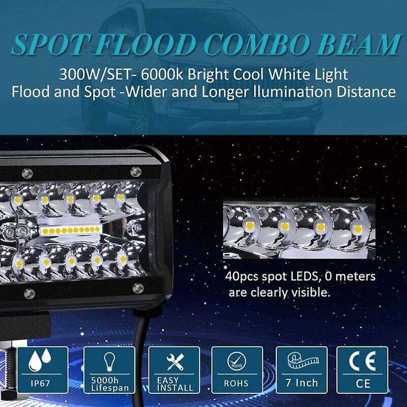 LED Work Light 12V 300W 7'' Car LED Spotlight 12v Waterproof IP67 Spot ...